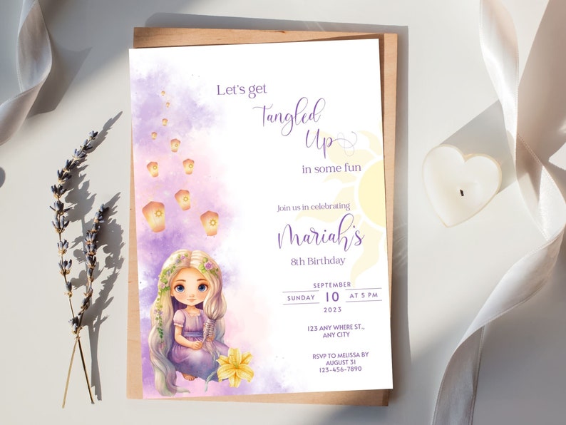 Rapunzel Tangled Birthday Invitation Digital Printable Party Invite ...
