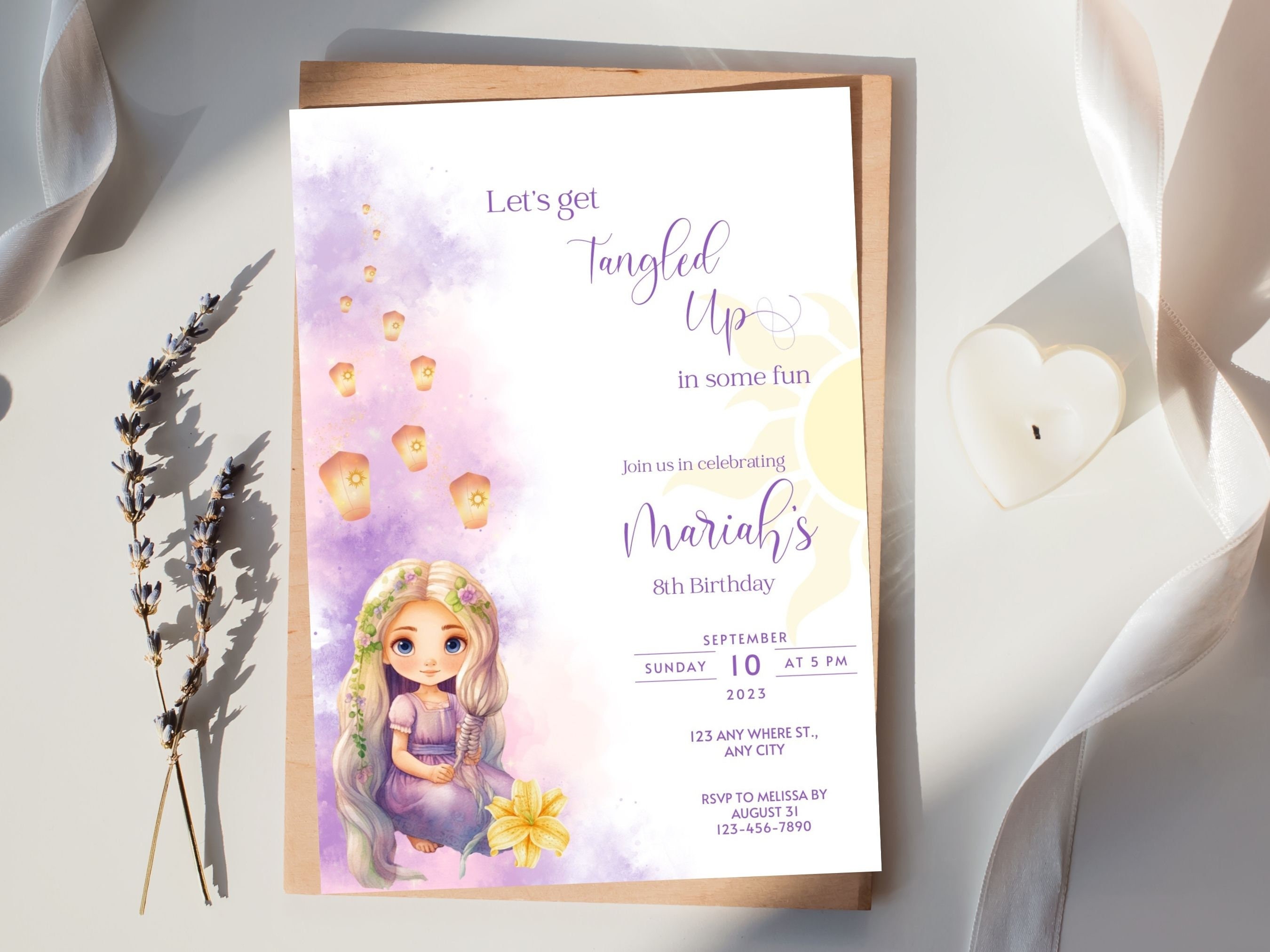 Rapunzel Tangled Birthday Invitation Digital Printable Party Invite ...