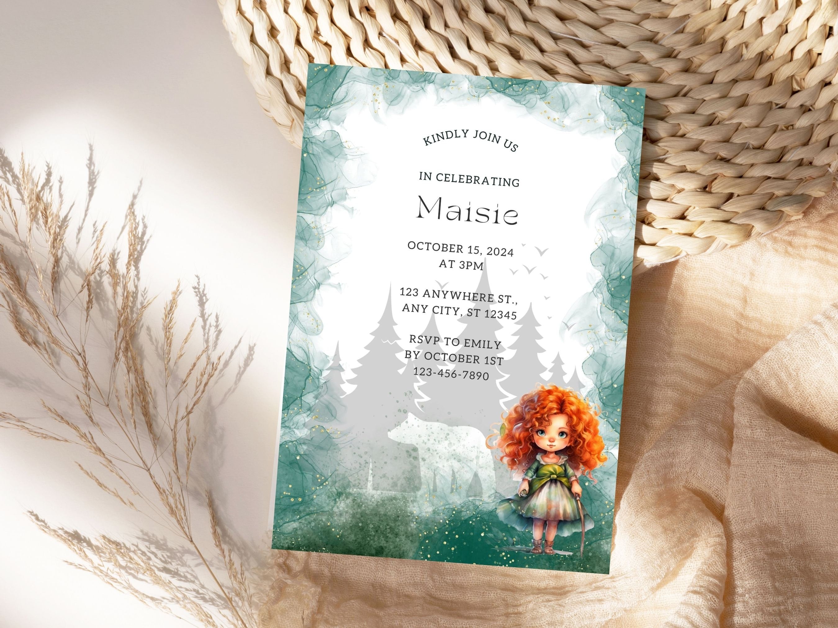 Princess Merida Birthday Party Invitations Brave-themed - Etsy