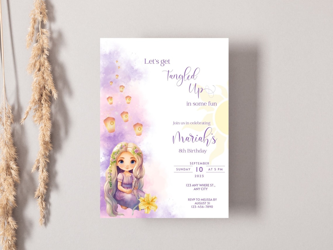 Rapunzel Tangled Birthday Invitation Digital Printable Party Invite ...