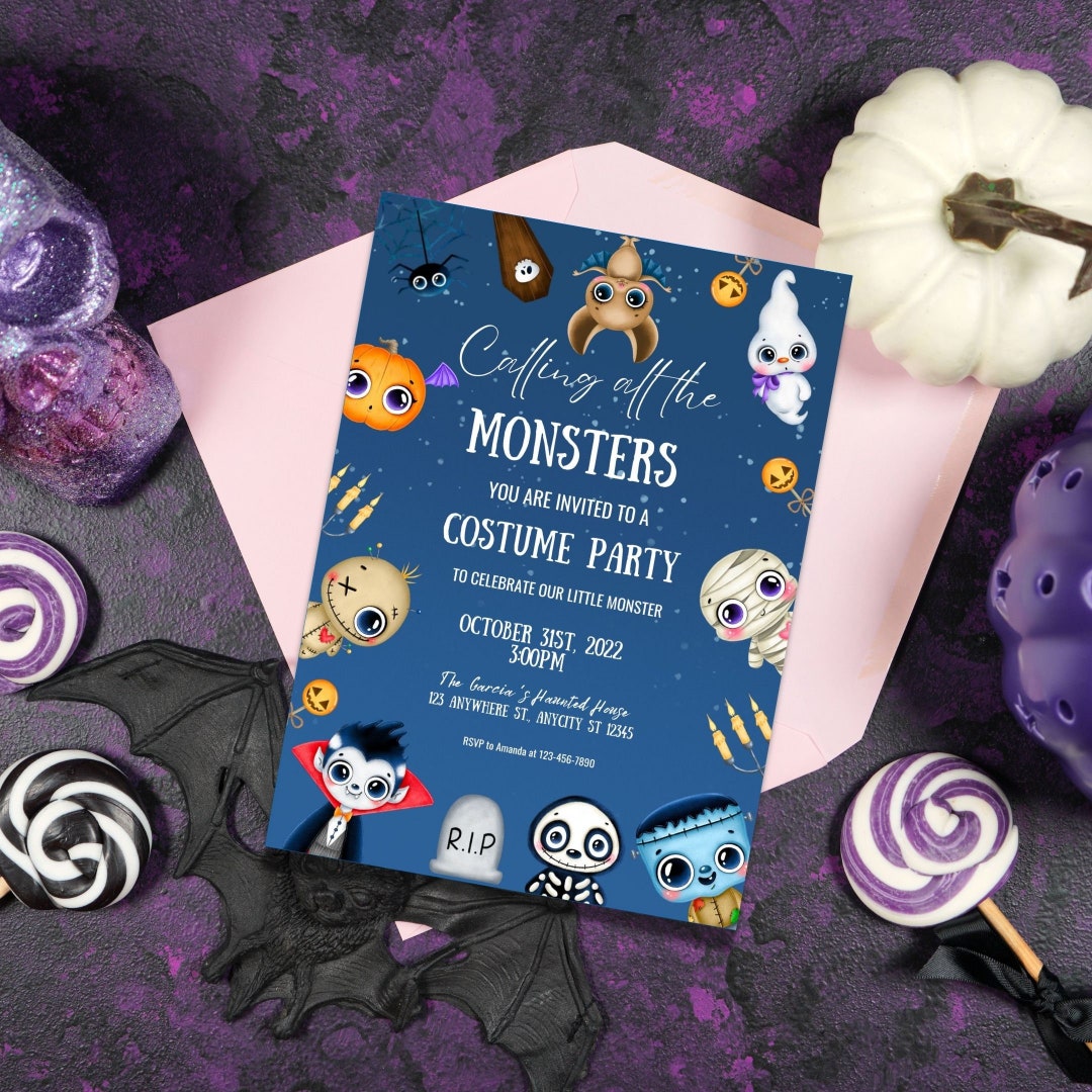 Calling All the Monsters | Monster Bash Invite | Halloween Birthday ...