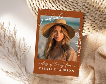 Rustic Terracotta Graduation Party Invitation, DIY Printable Boho ...