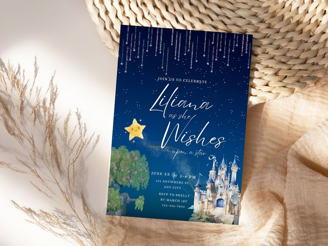 Magical Disney-inspired Wish Invitation Princess Party Featuring Star ...