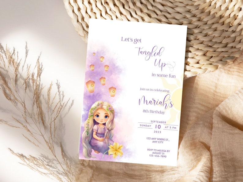 Rapunzel Tangled Birthday Invitation Digital Printable Party Invite ...