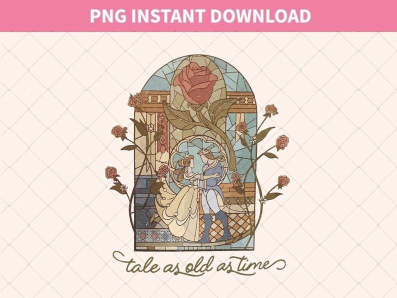Vintage Tale as Old as Time Png Retro Beauty and the Beast - Etsy