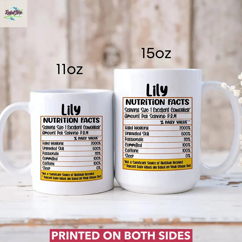 Personalized Nutrition Facts Mug, Funny Gift for Boss, Custom Name ...