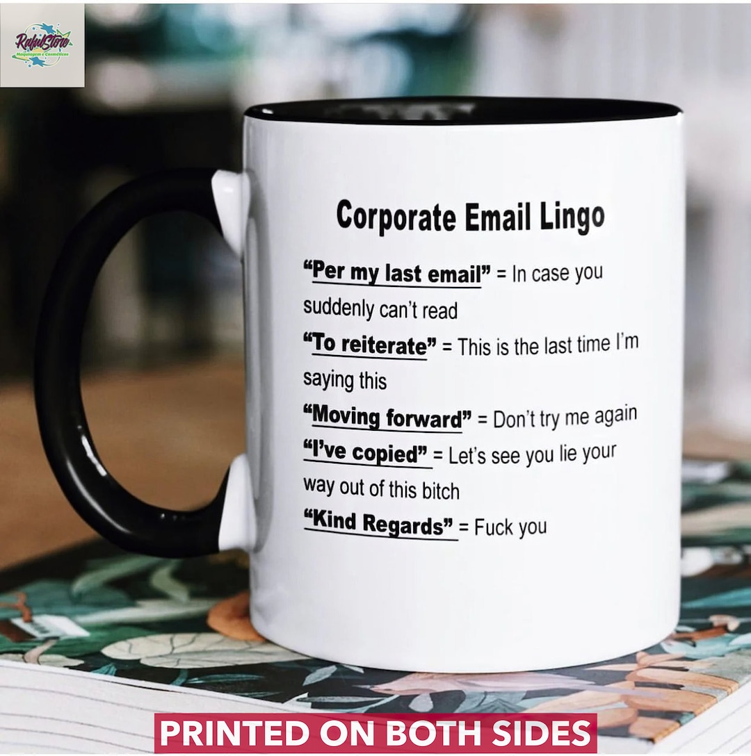Corporate Email Lingo Coffee Mug, Funny Coworker Leaving Gift, Unique ...