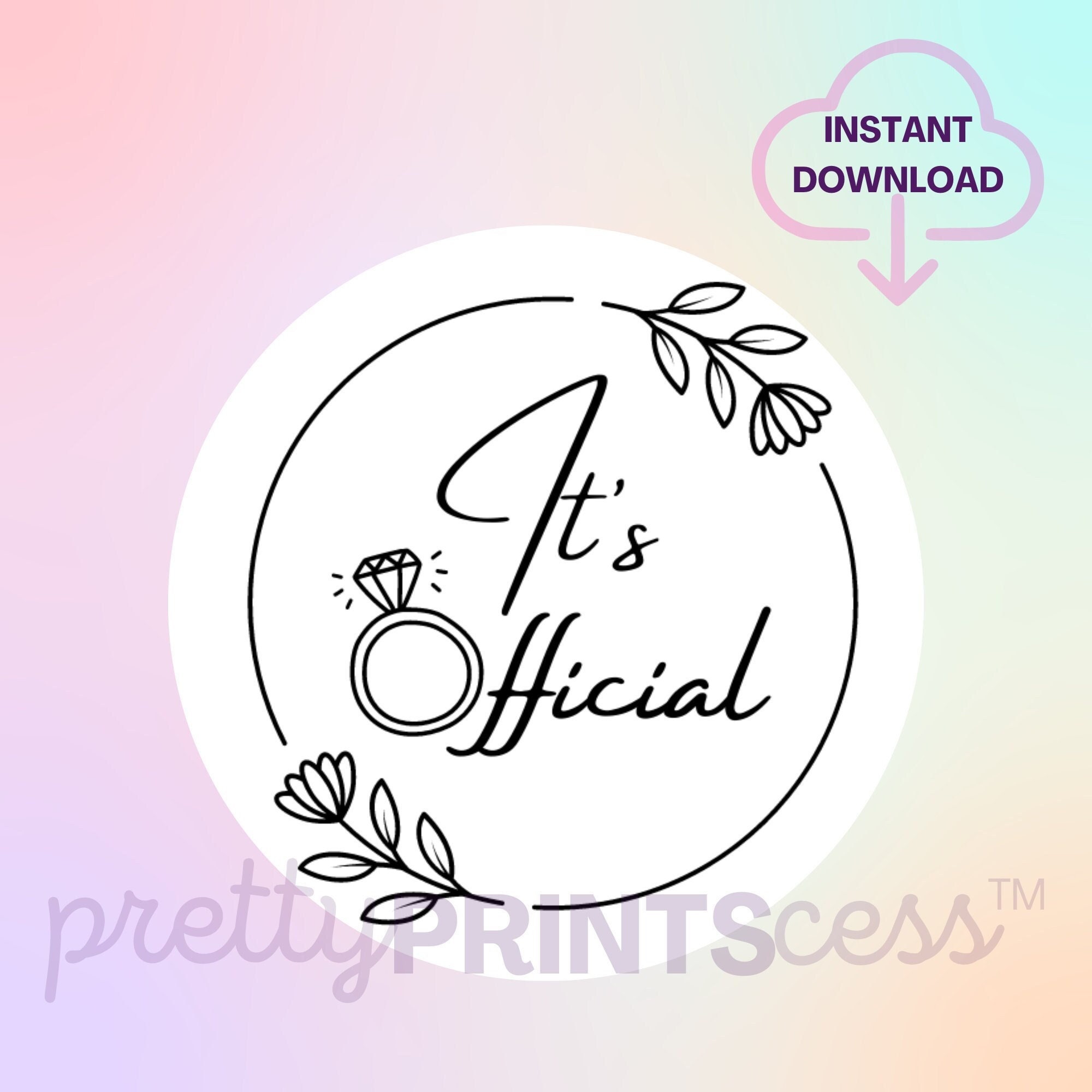 Instant Download / Printable Label / Tag / Sticker / Engagement ...