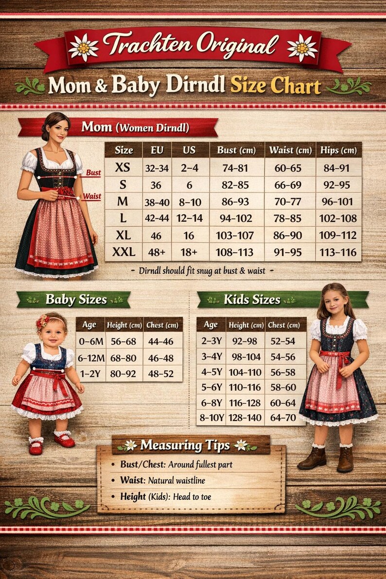 Dirndl Set – Mother Baby Matching Outfit, Lace Apron Bavarian ...