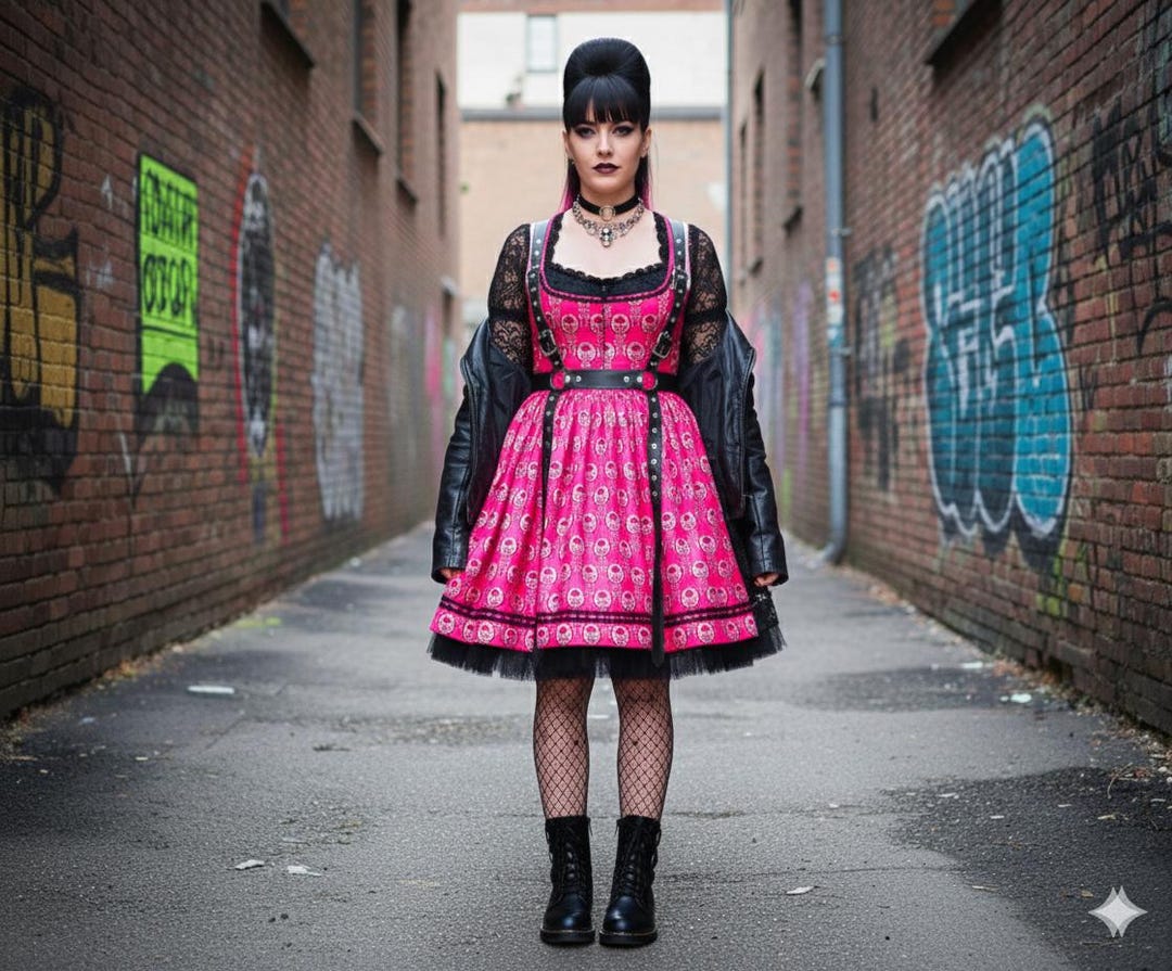 Skull Print Dirndl Dress for Women | Day of the Dead Bavarian Dress ...