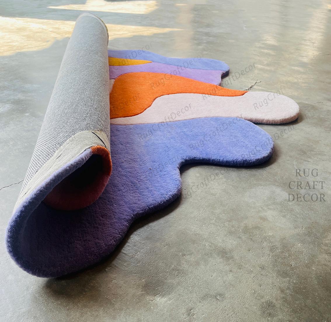 Amoeba Rug, Modern Colorful Abstract Amoeba Hand Tufted Rug for Dining ...