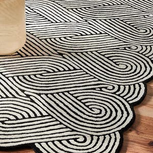Rissa Neutral/black & White, Hand-tufted Wool Area Rug/carpet for ...