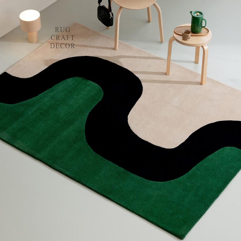 Modern Beige White Area Rug, Minimalist High Quality Rug for Living ...