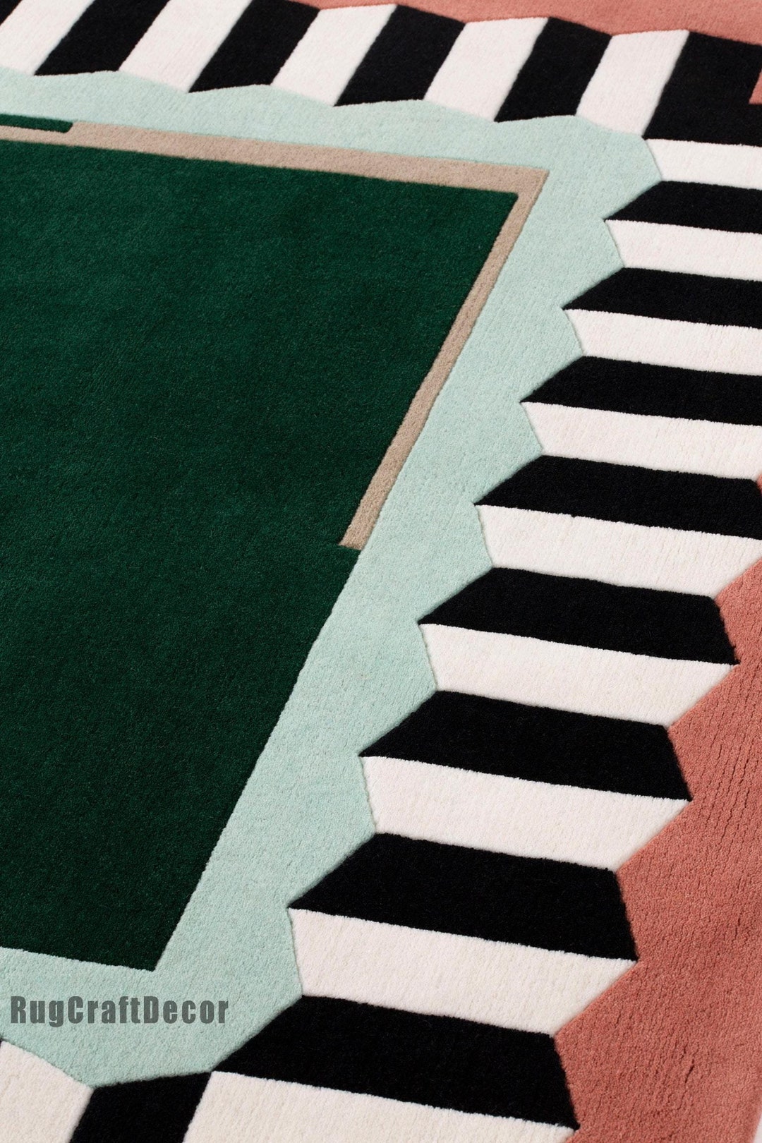 Modern Hand Tufted Green Pink Area Rug, High Quality Area Rug for ...