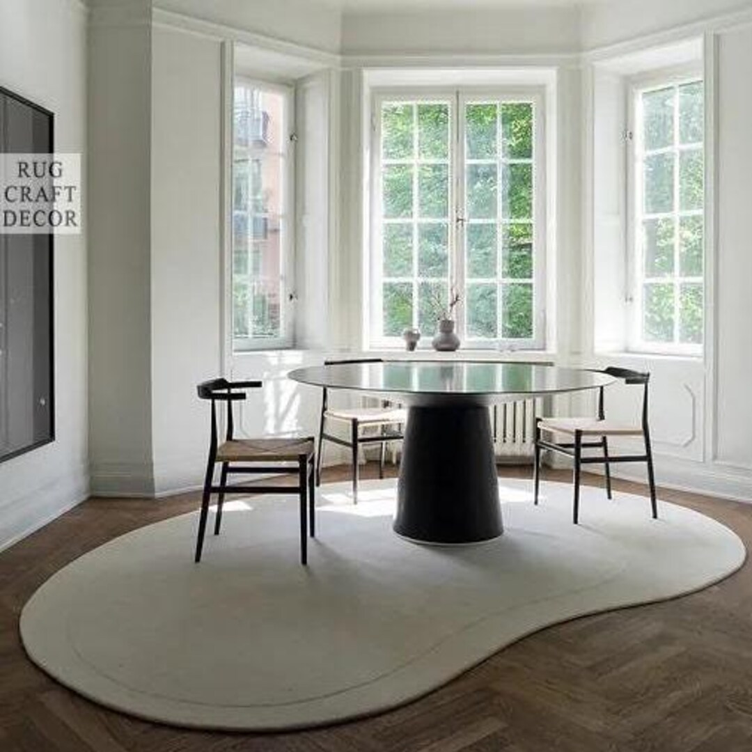 Oval Kidney Shaped Rug Hand-tufted 100% Wool Area Rug for Interior ...