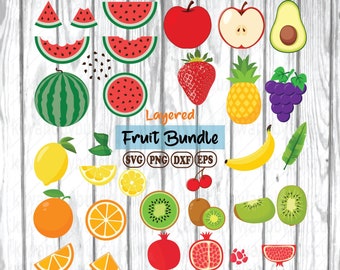 Fruit Bundle SVG, Orange, Apple, Pineapple, Watermelon, Lemon, Pear ...