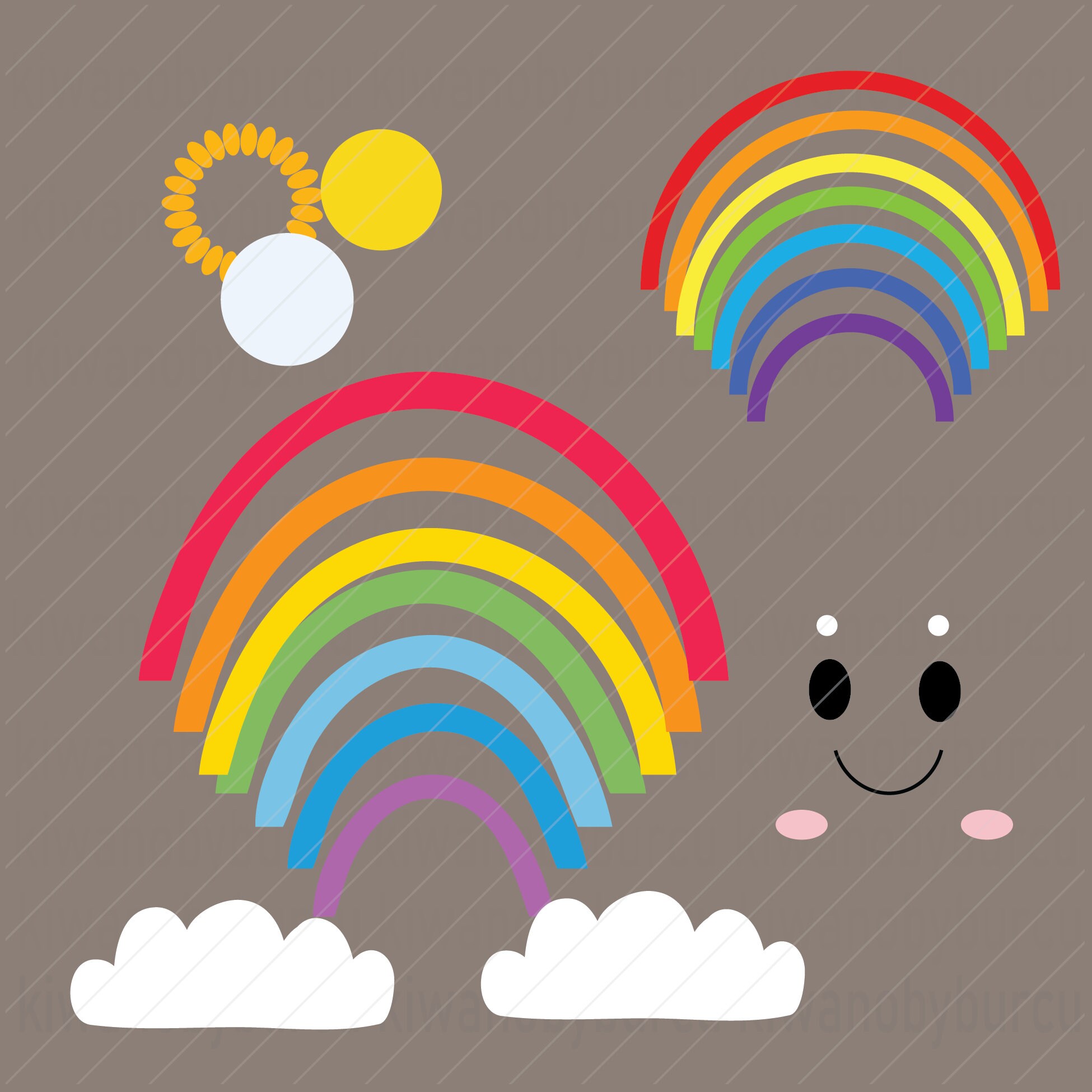 Rainbow SVG Bundle,cloud,weather Svg,rainbow,cut File,kids,baby,png ...
