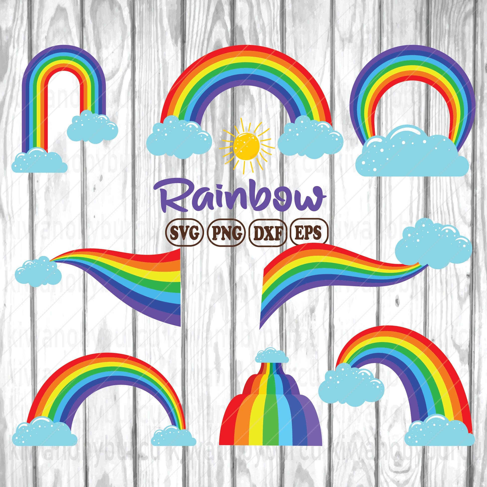 Bright Rainbow Svg,colorful Rainbow,cut Files,kids,birthday,eps,png ...
