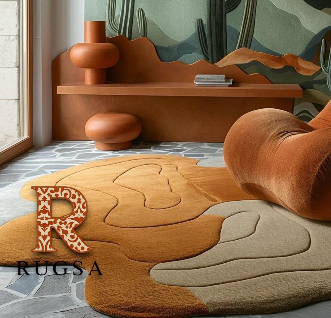 Hand Tuft Rug Contemporary Irregular Shape Area Tufted Rug, Custom ...