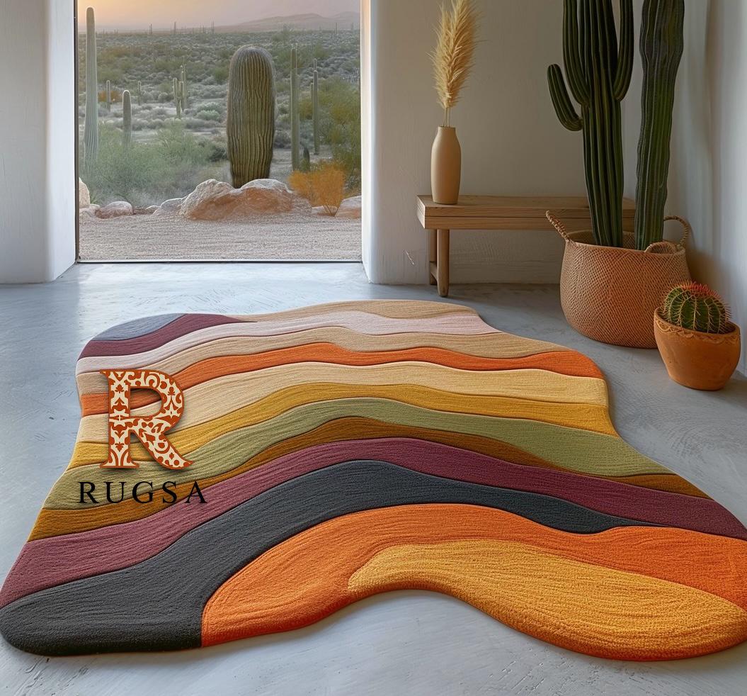 Hand Tuft Rug Irregular Shape Area Tufted Rug, Custom Handmade Rug 100% ...