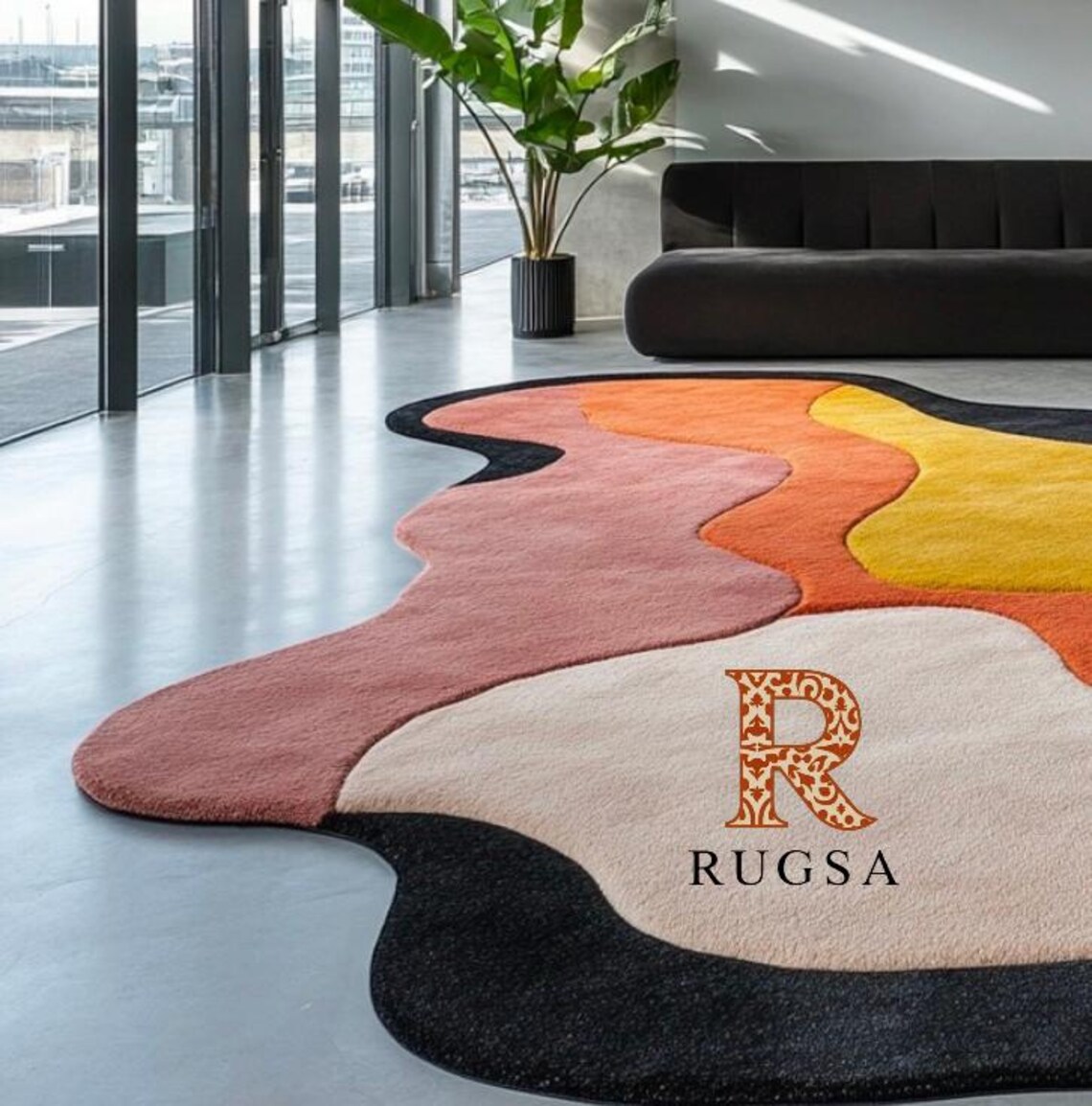 Hand Tuft Rug Irregular Shape Area Tufted Rug, Custom Handmade Rug 100% ...