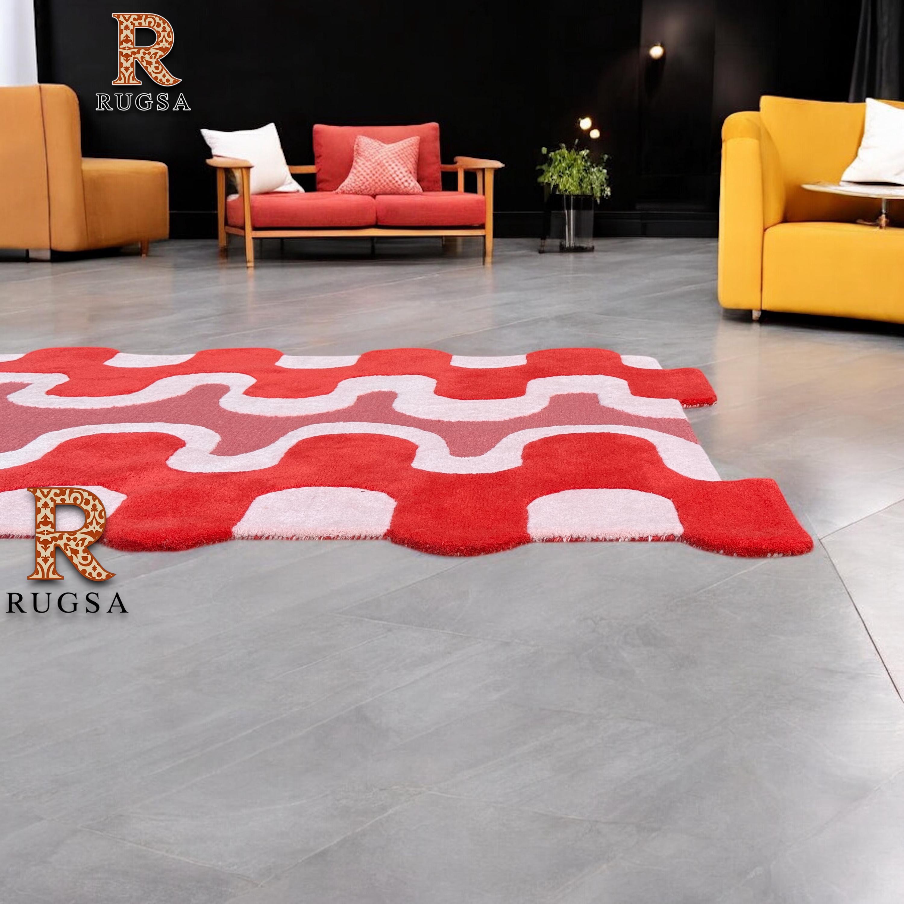 Hand Tuft Rug Irregular Shape Area Tufted Rug, Custom Handmade Rug 100% ...