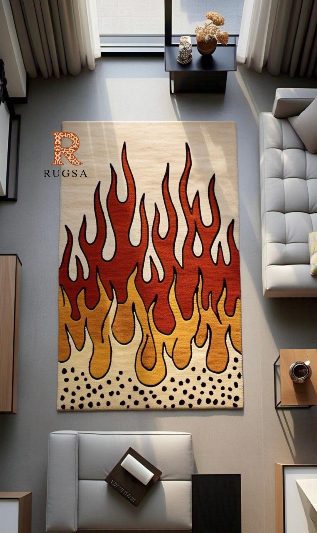 Hand-tufted Wool Rug: Melting Flames Design, Custom Area Rug - Etsy