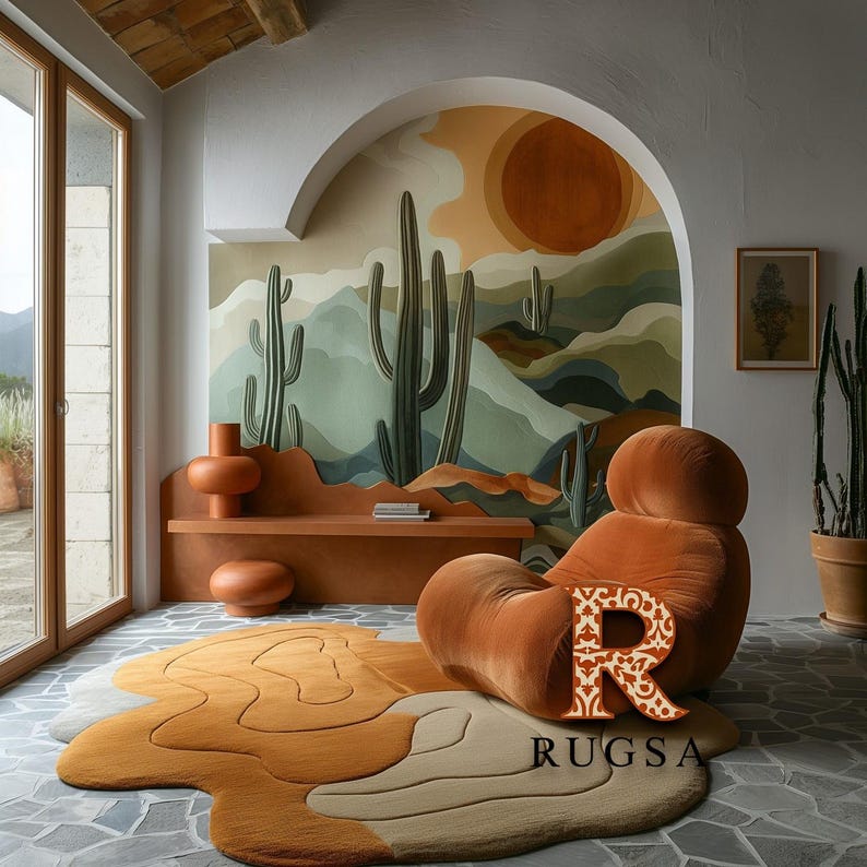 Hand Tuft Rug Contemporary Irregular Shape Area Tufted Rug, Custom ...