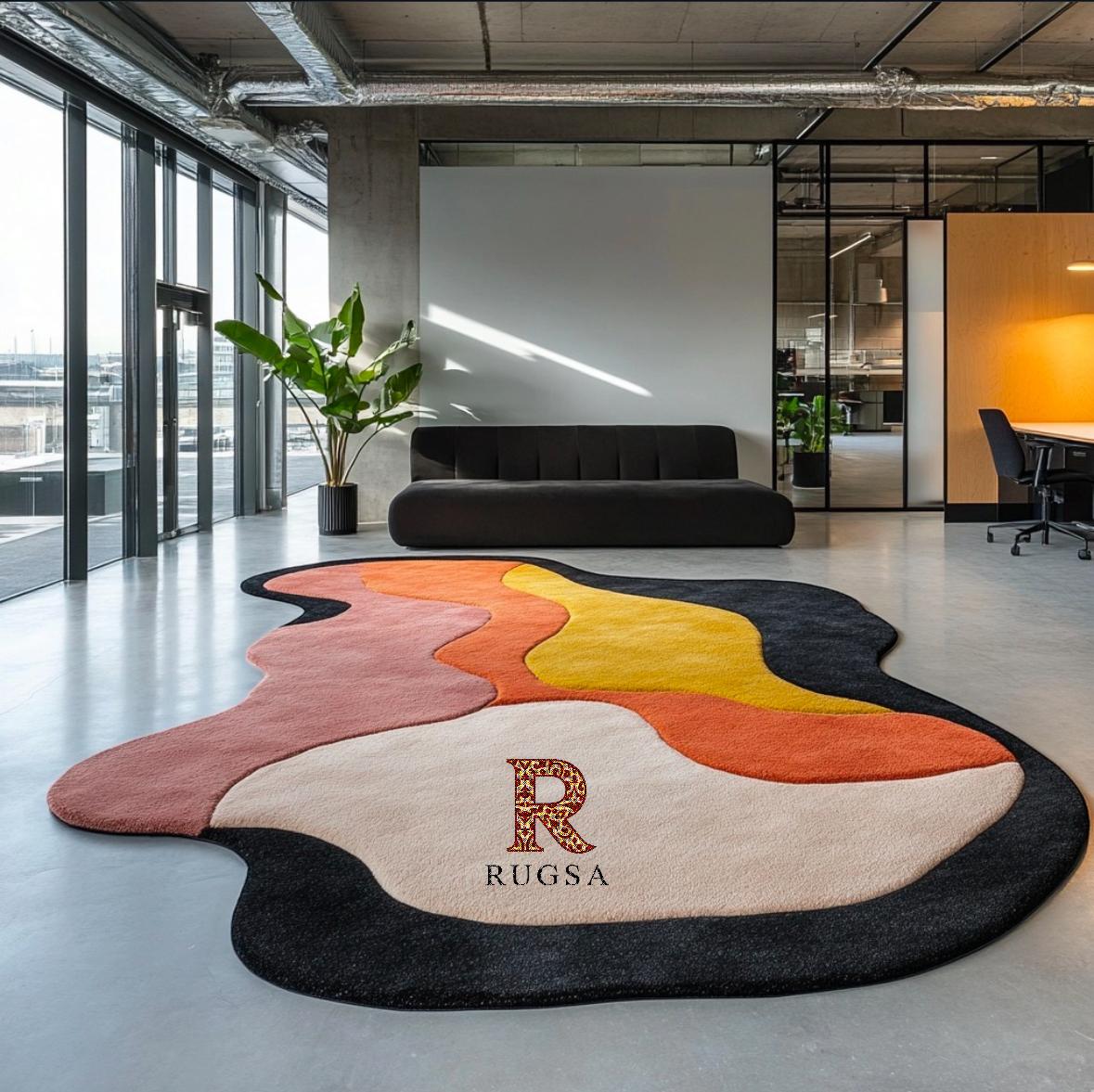 Hand Tuft Rug Irregular Shape Area Tufted Rug, Custom Handmade Rug 100% ...