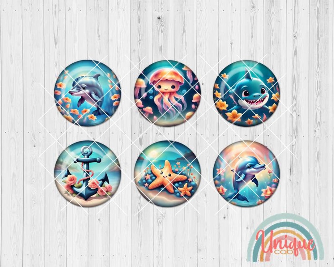 Cabochon Motif Cabochon DIY Craft Set Underwater Sea Baby Dolphin ...