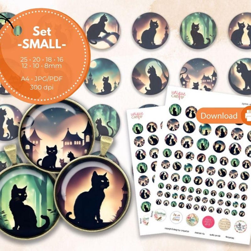 Black Cats Cabachons - Etsy