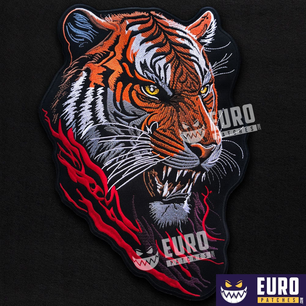 Tiger Head Biker Large Back Patch on Vest, Sew Patch, Custom Patch ...