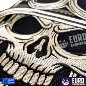 Angry Skull Helmet Biker Large Back Patch on Vest, Sew Patch, Custom ...