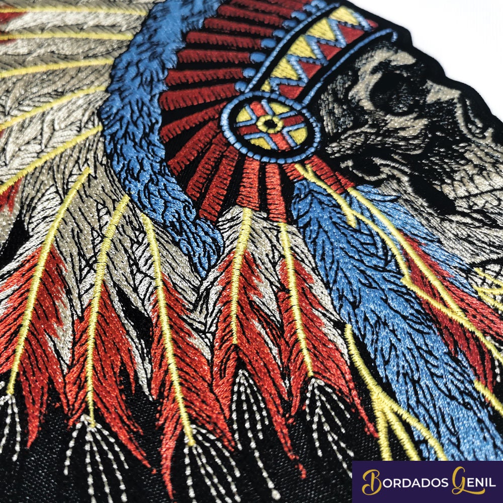 Indian Chief Warrior Skull Large Back Patch on Vest, Sew Patch, Custom Patch, Embroidery Patch ...