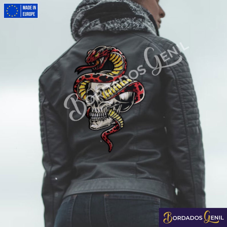 Red Snake Skull Death Large Back Patch on Vest, Sew Patch, Custom Patch ...