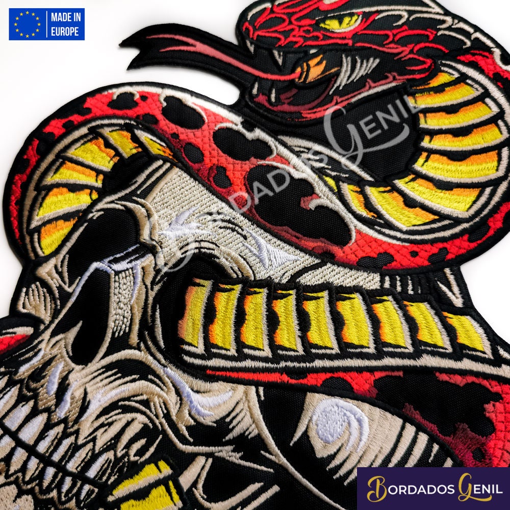 Red Snake Skull Death Large Back Patch on Vest, Sew Patch, Custom Patch ...