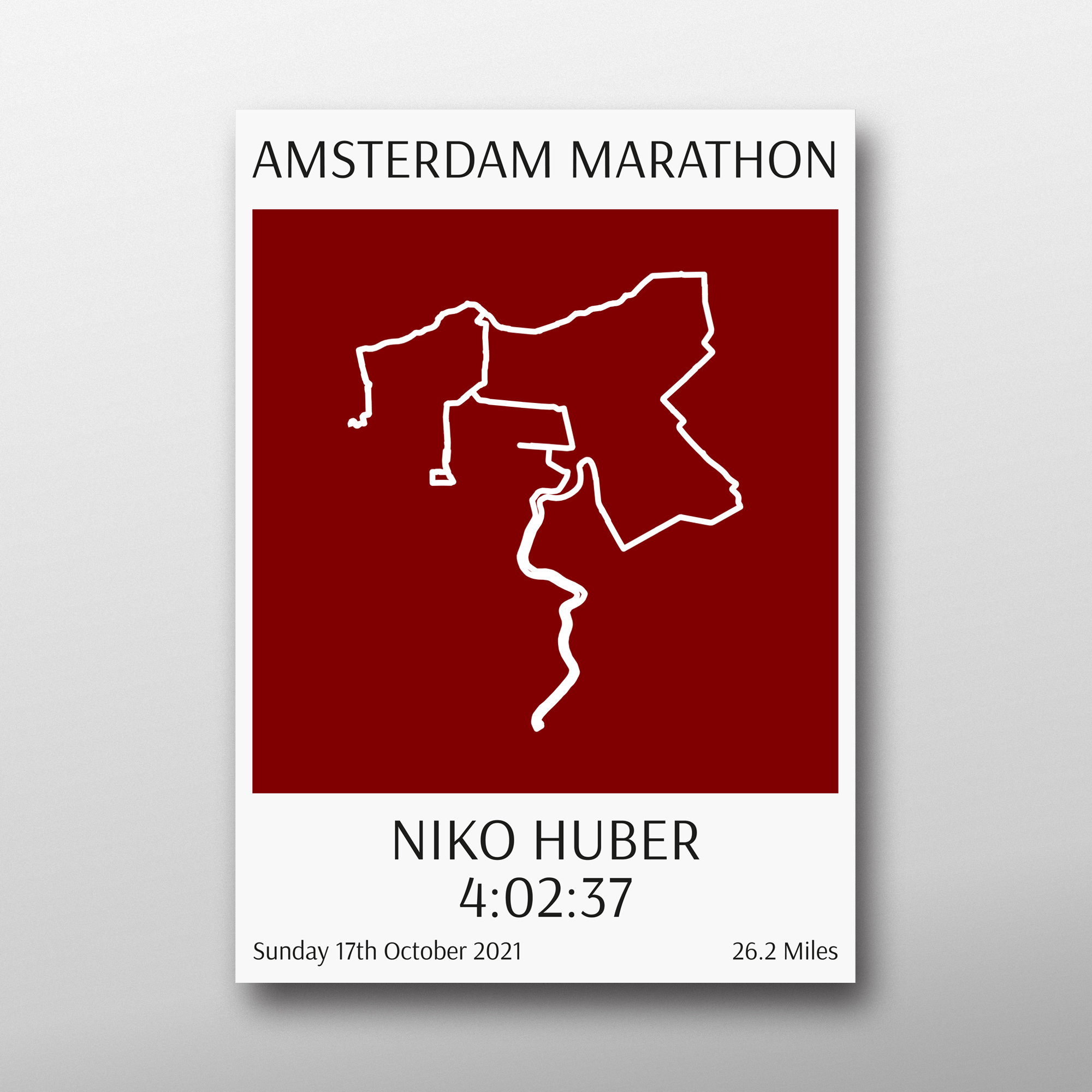 Personalised Amsterdam Marathon Route Map Minimalist Race Map, Trail ...
