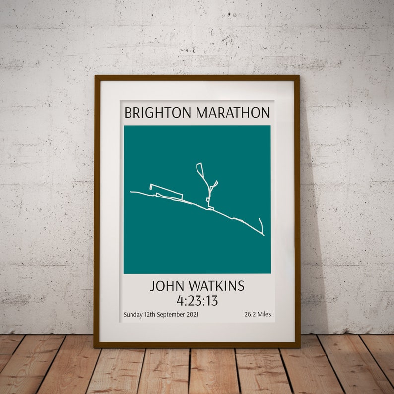 Personalised Brighton Marathon Route Map Minimalist Race - Etsy