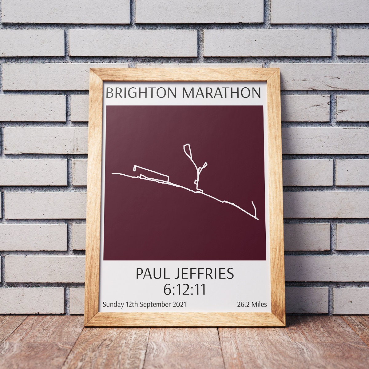Personalised Brighton Marathon Route Map Minimalist Race Map, Gifts for ...