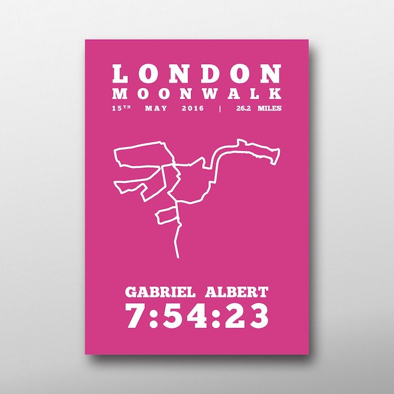 Personalised London Moonwalk Route Map Minimalist Race Map, Gifts for ...