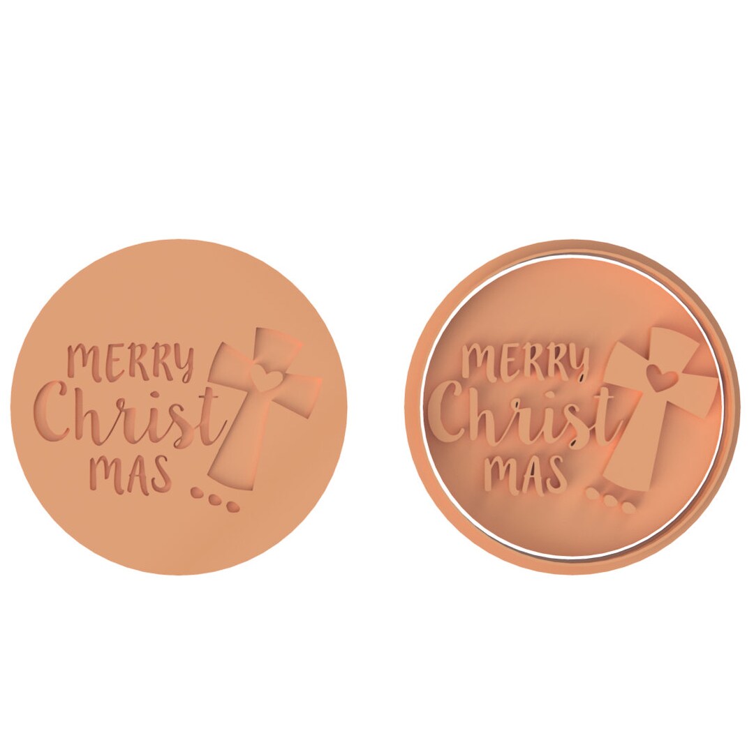 Merry Christmas With Cross Cookie Cutter, Stamp and Debosser Set - Etsy ...
