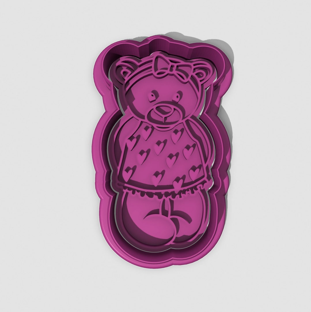 Teddy Bear Cookie Cutter, Stamp and Debosser Set - Etsy