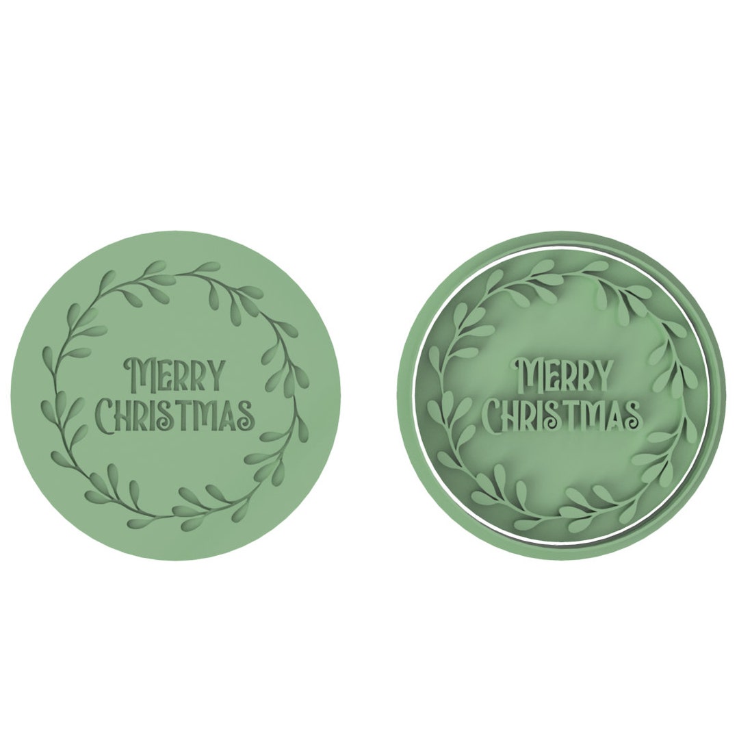 Merry Christmas Wreath Cookie Cutter, Stamp and Debosser Set - Etsy