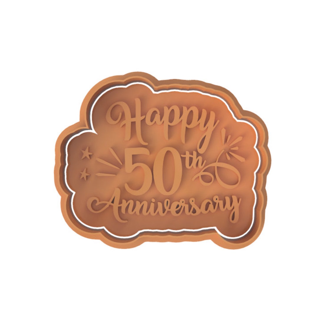 Happy 50th Anniversary Cookie Cutter, Stamp and Debosser Set - Etsy