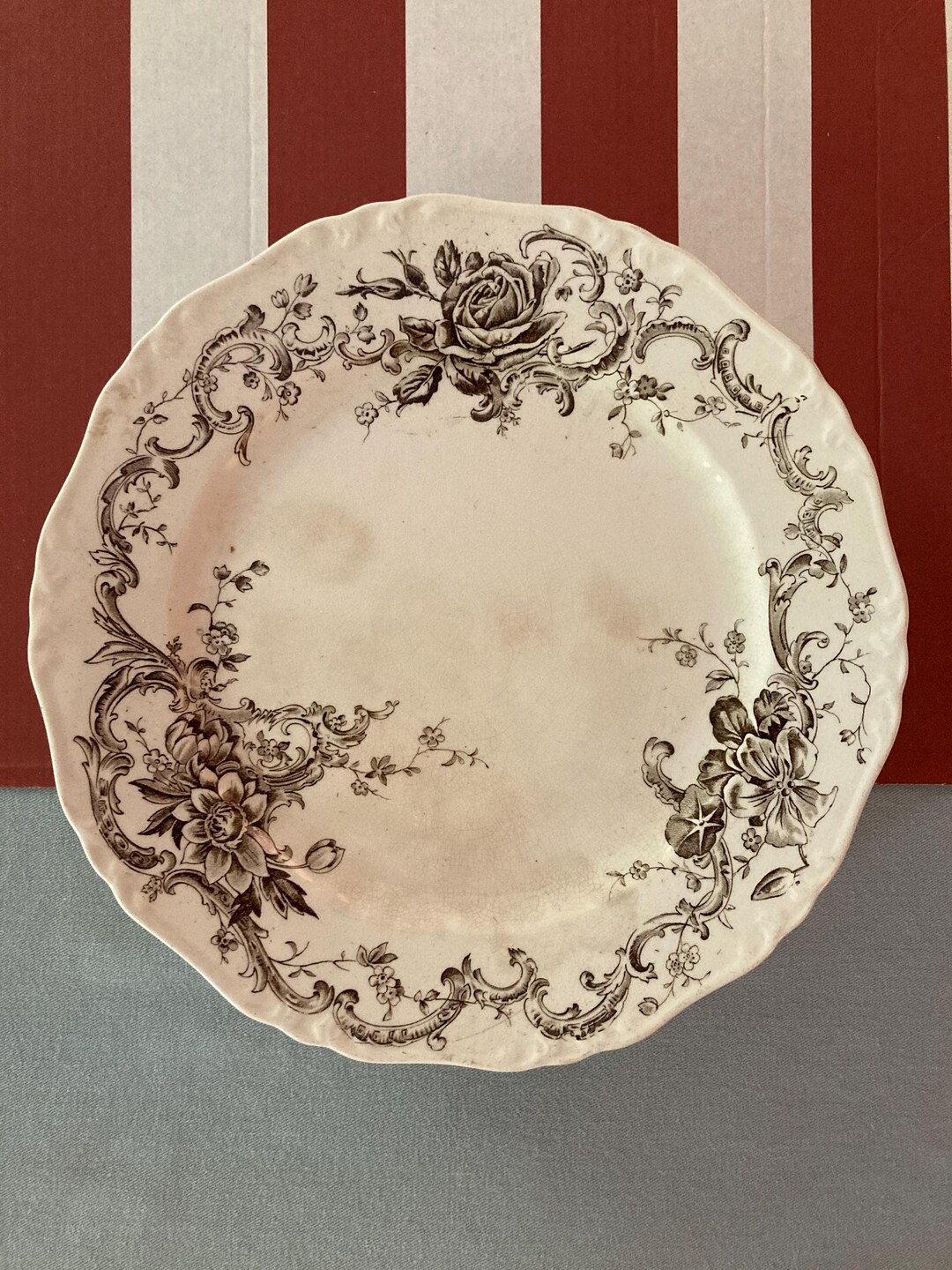 Terre De Fer Footed Plate / Antique Plates and Dishes - Etsy