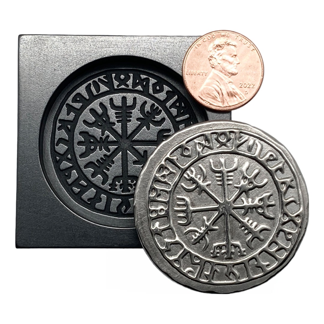 VIKING RUNIC COMPASS vegvisir Graphite Coin Mold - Etsy
