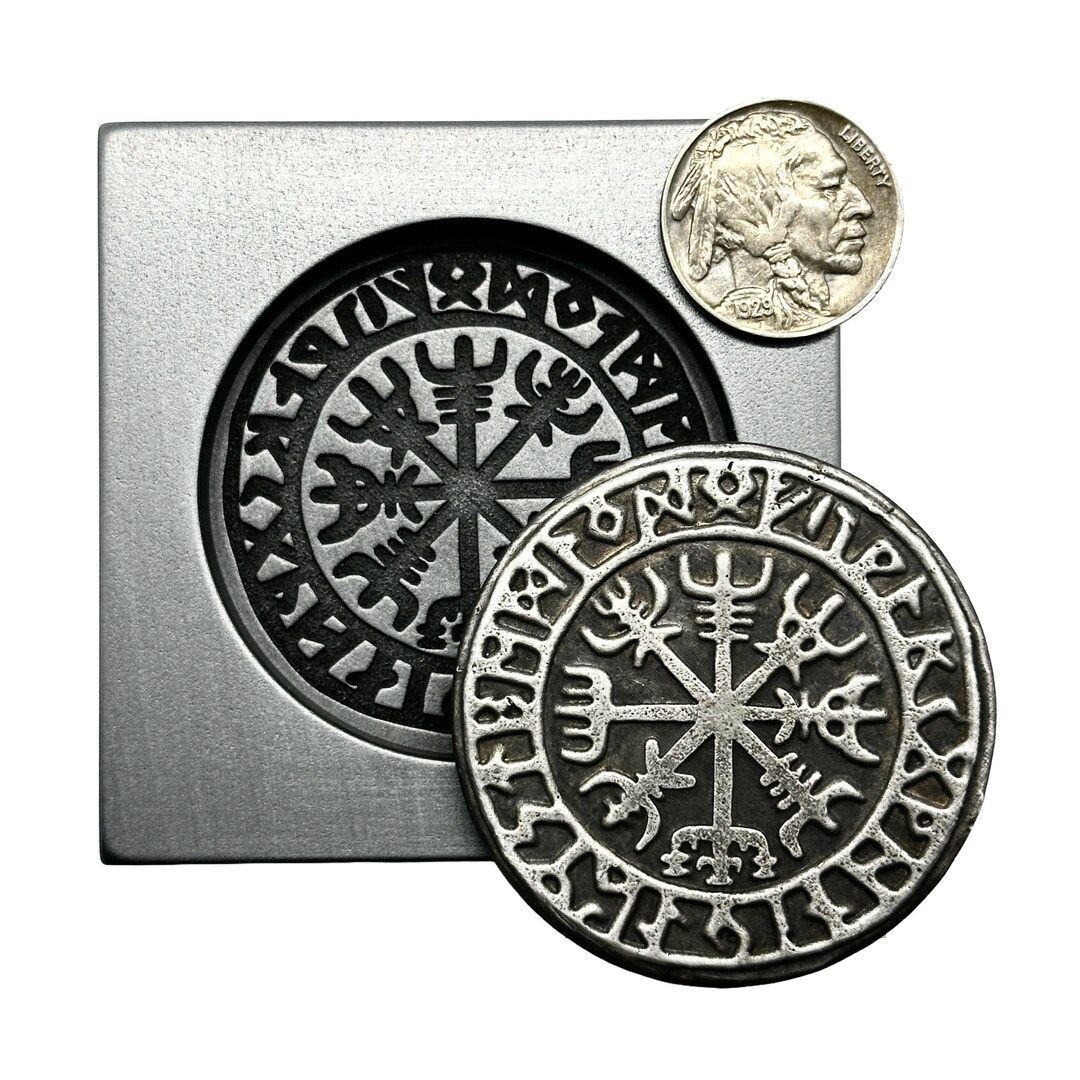 VIKING RUNIC COMPASS (vegvisir) - Graphite Coin Mold - Etsy