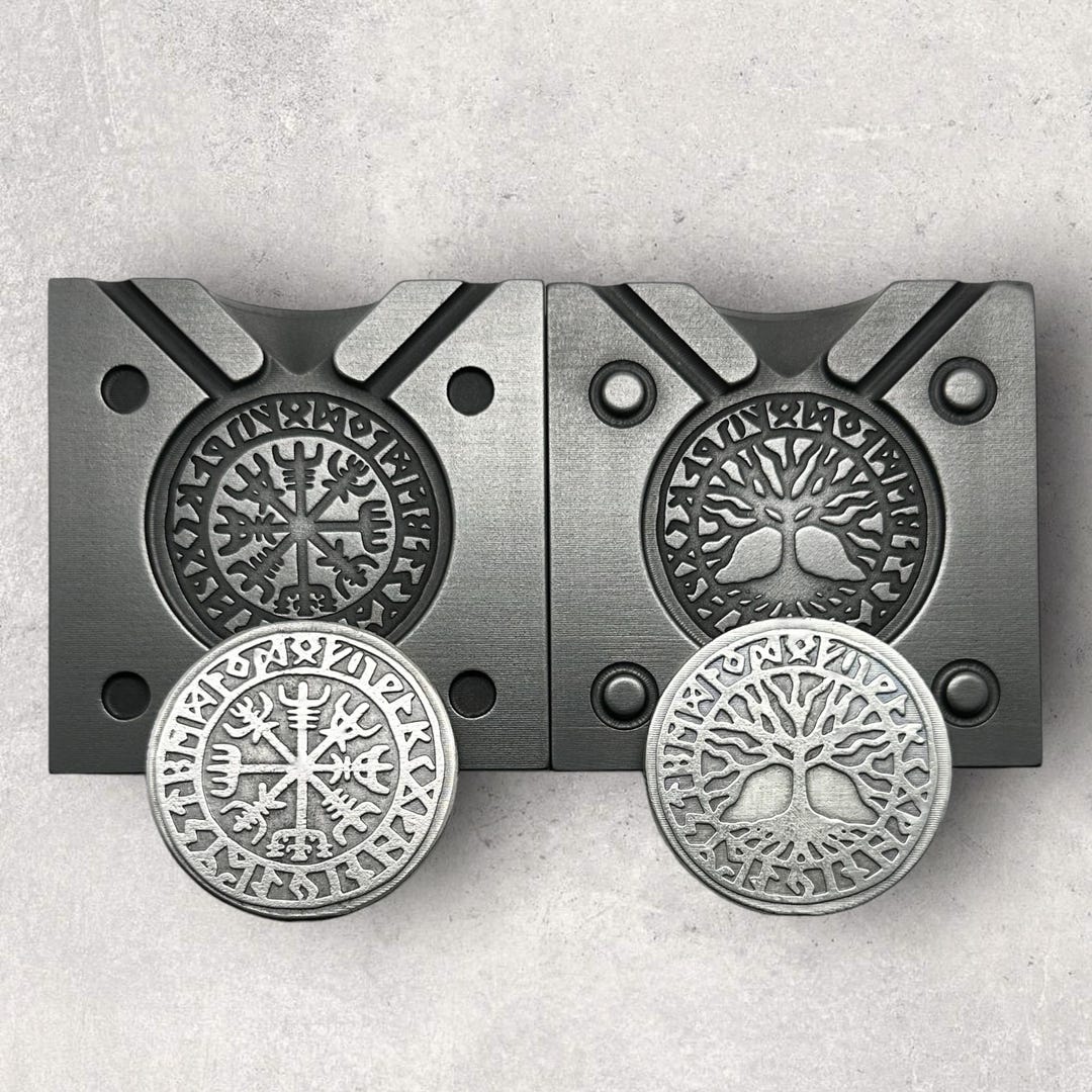 VIKING RUNIC COMPASS - (2 Sided) Graphite Coin Mold - Etsy