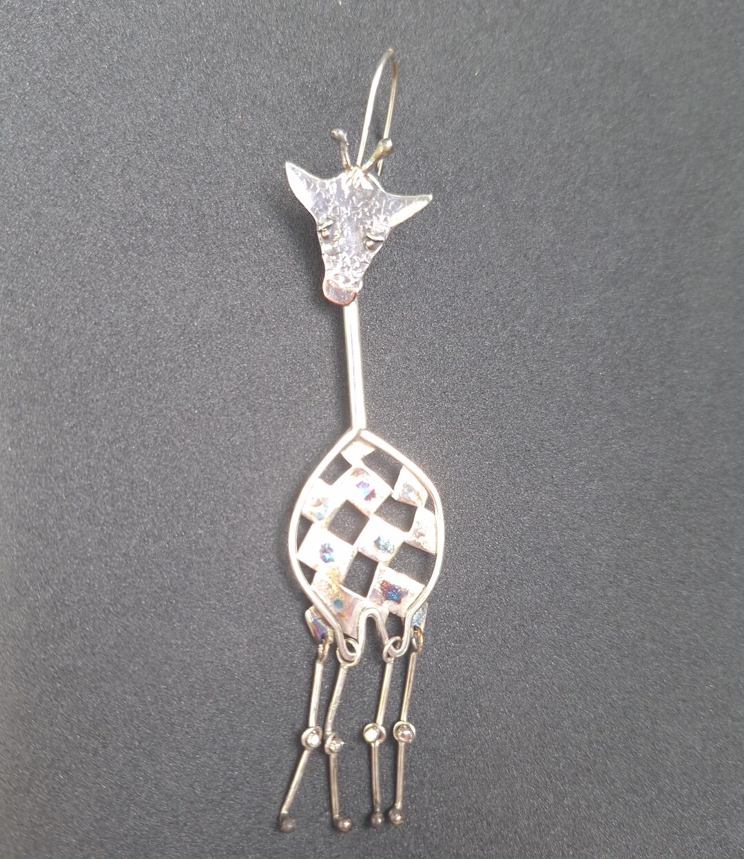 Dancing Giraffe - Large, Movable Single Earring Made of 925 Sterling ...