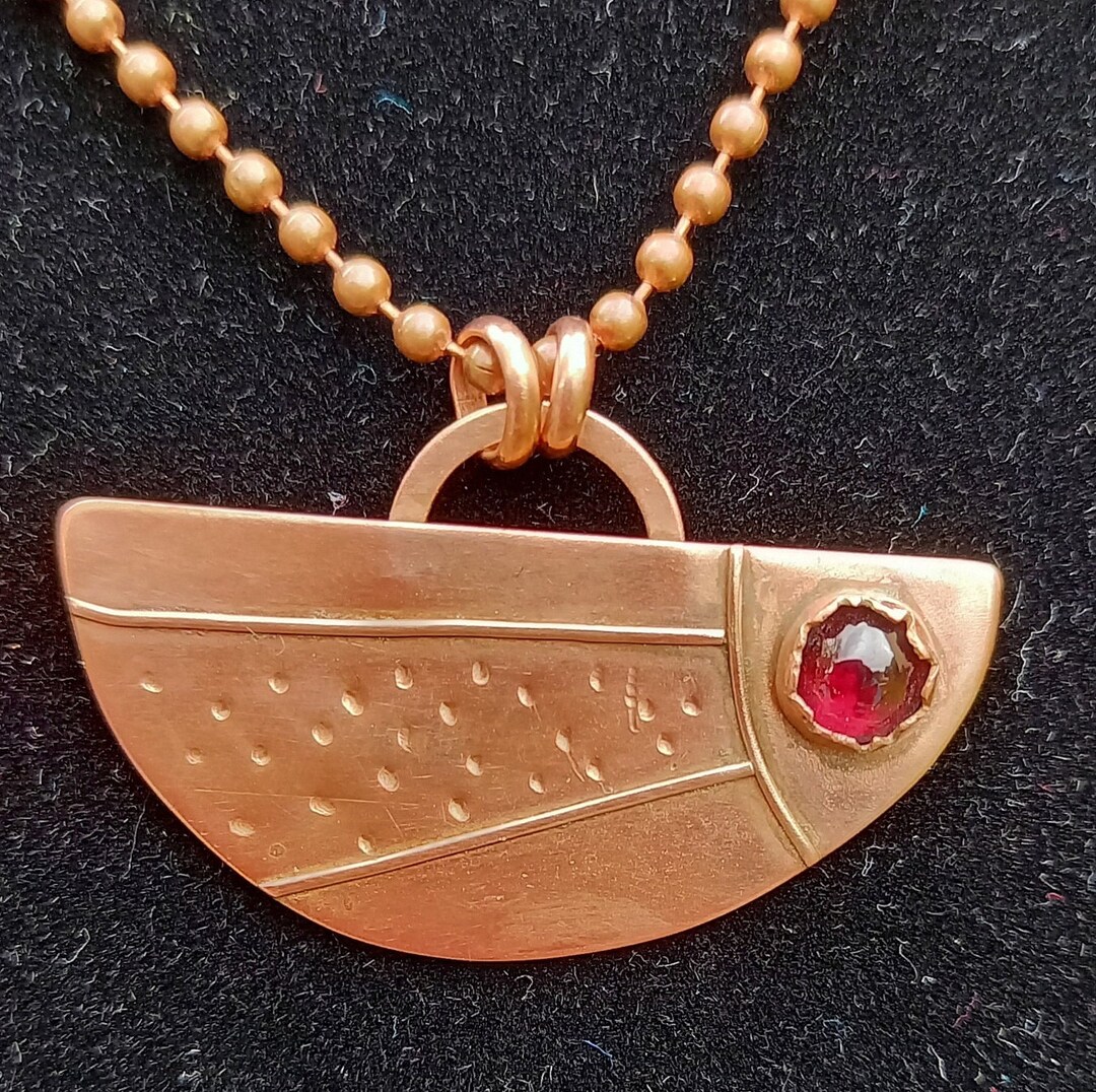 Stylized Copper Fish With Garnet - Etsy